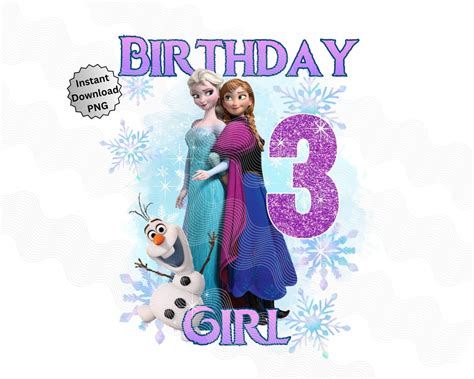 3rd Birthday Frozen Png Ana And Elsa Birthday Digital Image 3rd