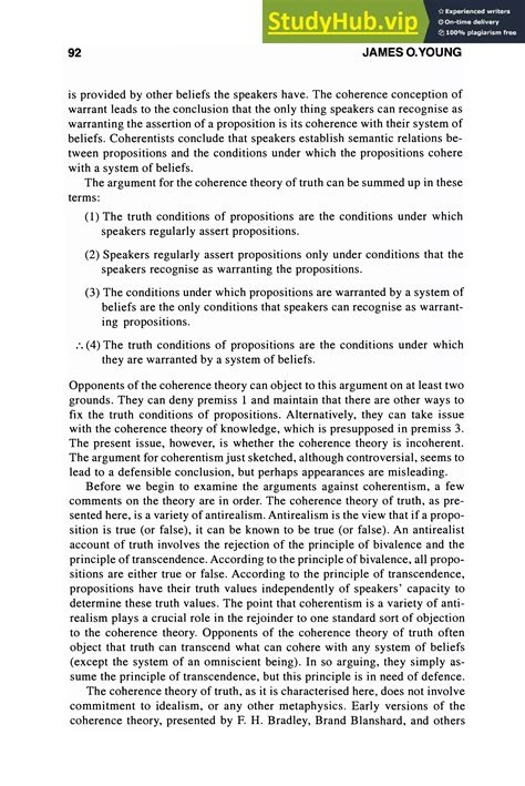 A Defence Of The Coherence Theory Of Truth Pdf