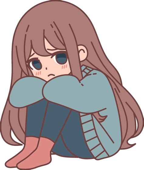 Miserable Cartoon Girl Cute Girl Cartoon Character Cry Feel Sad
