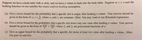 Suppose We Have A Hash Table With M Slots And We