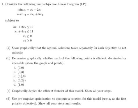 solved 1 consider the following multi objective linear
