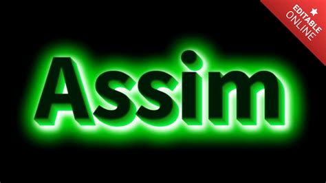 Assim 3d With Green Glow Text Effect Generator