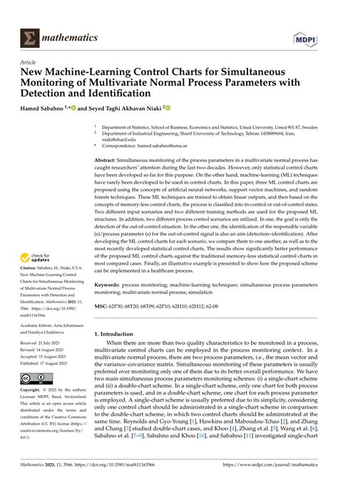 Pdf New Machine Learning Control Charts For Simultaneous Monitoring Of Multivariate Normal