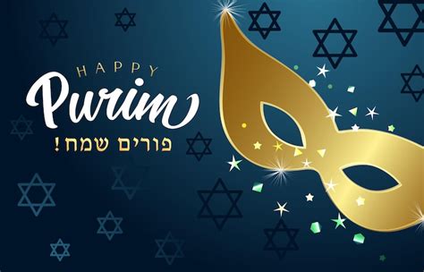Premium Vector Happy Purim Hebrew Text Greeting Card Design Shiny