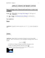 Applications Of Derivatives In Physics Chemistry Biology And Course Hero