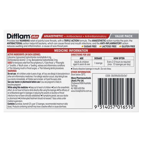 Buy Difflam Plus Anaesthetic Honey And Lemon 32 Lozenges Online At