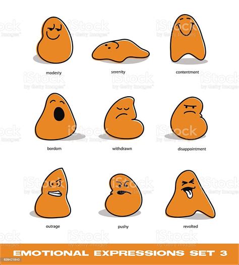 Emotions Icon Set With Cute Cartoon Blob Characters Stock Illustration Download Image Now Istock