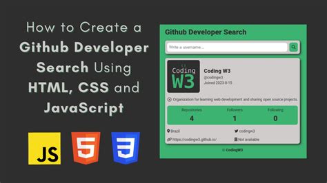 Coding W3 💻 How To Create A Github Developer Search