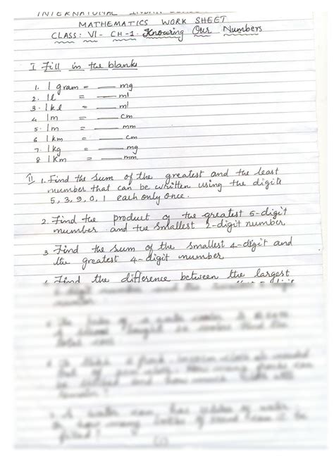 SOLUTION Cbse Class Knowing Our Numbers Worksheet Studypool