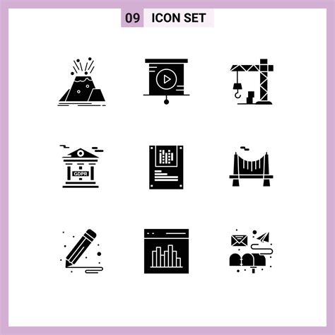 Stock Vector Icon Pack Of 9 Line Signs And Symbols For Data Analysis