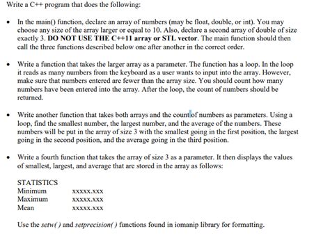Solved Write A C Program That Does The Following In The