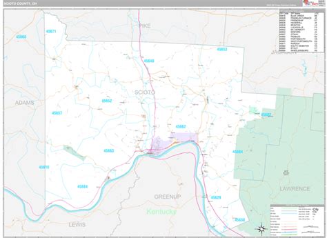 Scioto County Oh Wall Map Premium Style By Marketmaps