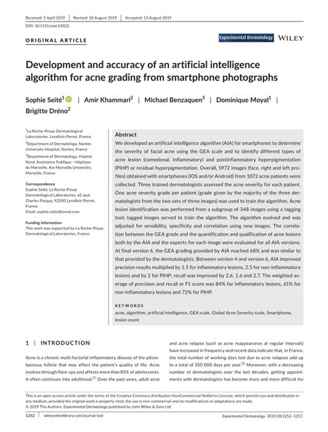 PDF Development And Accuracy Of An Artificial Intelligence Algorithm For Acne Grading From