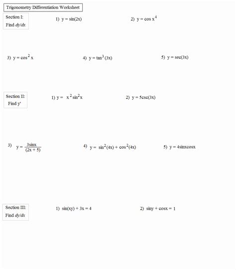 50 Inverse Trigonometric Functions Worksheet