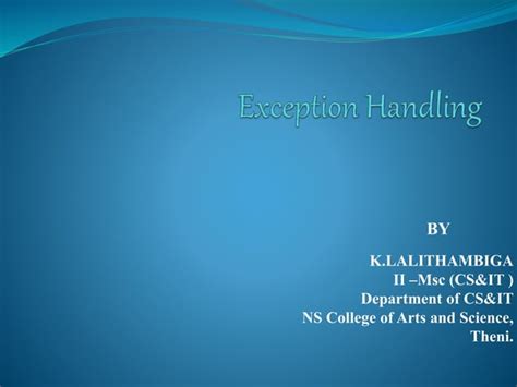 Exception Handling In Java Pptx Programming Languages Computing