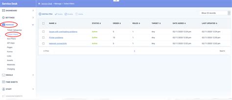 how to configure ticket filters in service desk