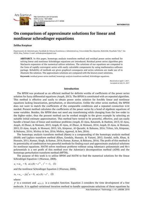 Pdf On Comparison Of Approximate Solutions For Linear And Nonlinear