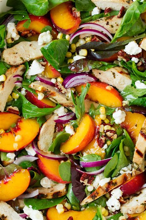 Peach Salad {with Chicken And White Balsamic Dressing}