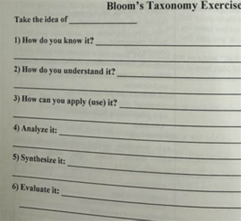 Solved Blooms Taxonomy Exercisetake The Idea Ofhow Do You