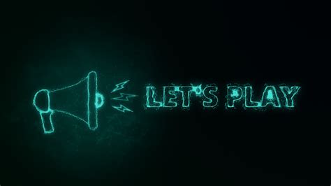 텍스트가있는 메가 폰 배너를 재생해 보겠습니다 녹색 빛나는 점과 라인의 플렉서스 스타일 추상 일러스트레이션 Theatrical Performance에 대한 스톡 벡터 아트