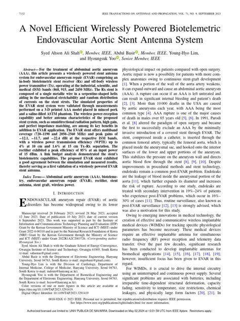 A Novel Efficient Wirelessly Powered Biotelemetric Endovascular Aortic Stent Antenna System