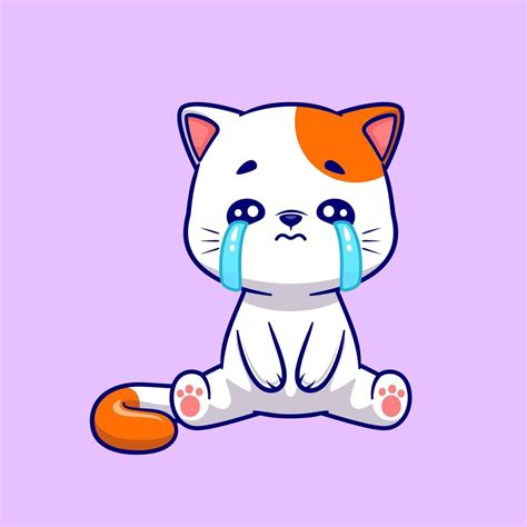 Cute Cat Crying Cartoon 47844745 Vector Art At Vecteezy