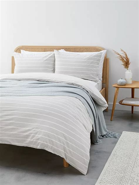 John Lewis Pyjama Stripe Single Duvet Cover Set Natural