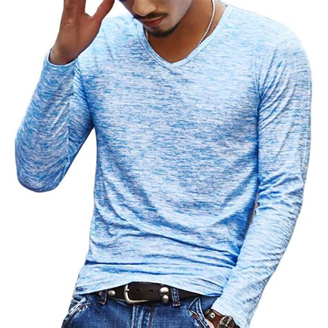 Buy Trendy Summer Men T Shirt Casual Long Sleeve Slim Basic Tops Tees