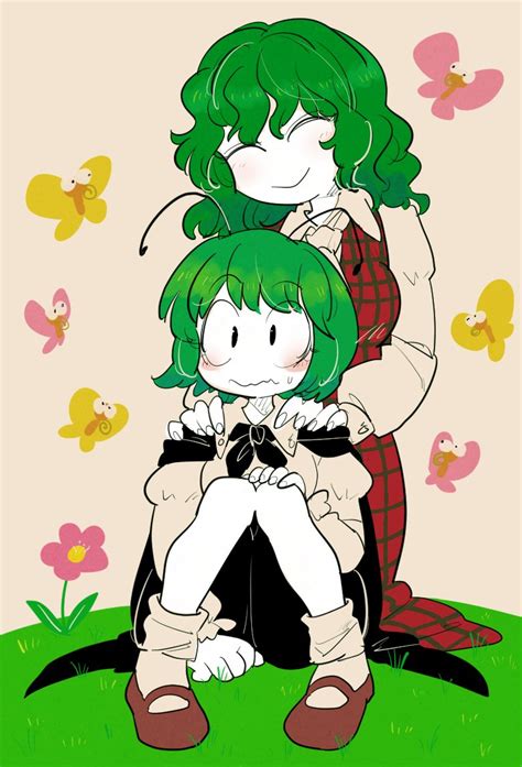 Furukawa Yomawari Kazami Yuuka Wriggle Nightbug Touhou 2girls 3