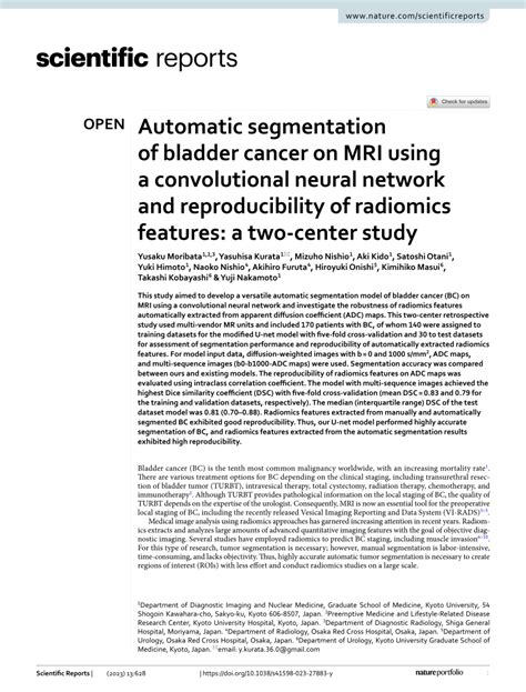 Pdf Automatic Segmentation Of Bladder Cancer On Mri Using A Convolutional Neural Network And