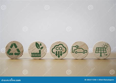 Co2 Reducing And Protect Environment Icon Print Screen On Wooden For