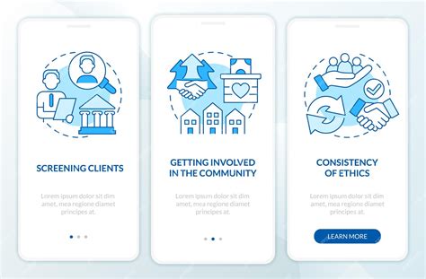 Premium Vector Ethical Practices In Banks Blue Onboarding Mobile App Screen