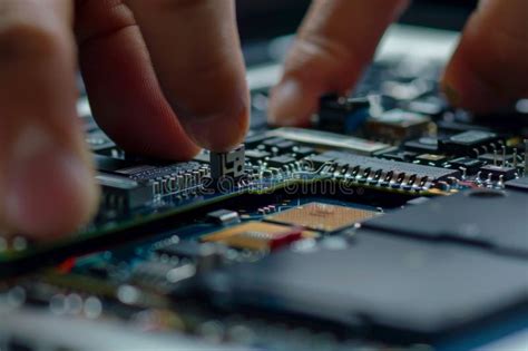 a close up of a computer technician s hands delicately replacing