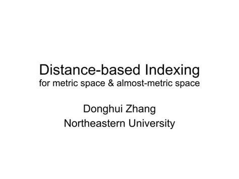 Distance Based Indexing Ppt