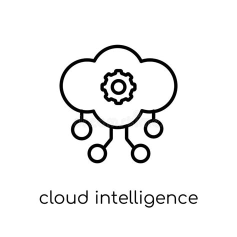 Cloud Intelligence Icon Trendy Modern Flat Linear Vector Cloud Stock Vector Illustration Of