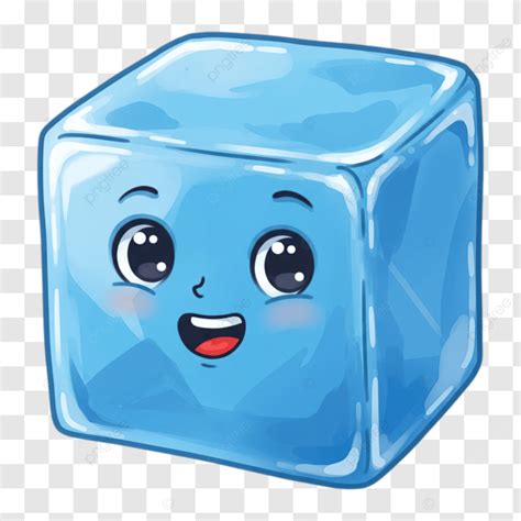 Cute Ice Cube Character With Smiling Face And Cheerful Mood Ice Cube