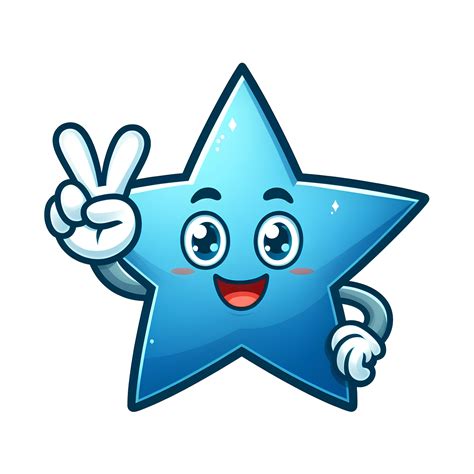 Ai Generated Blue Star Cartoon Character With Peace Pose 41638515 Png
