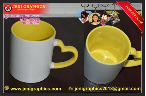 White Printed Sublimation Heart Handle Mug For Ting Size Dimension