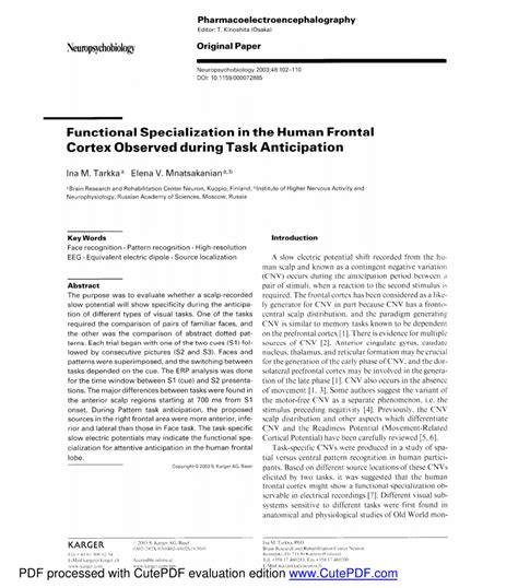 Pdf Functional Specialization In The Human Frontal Cortex Observed