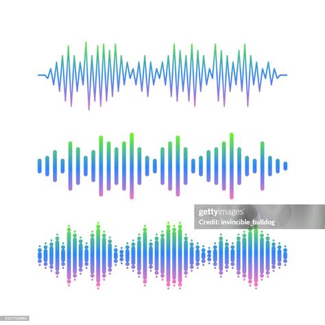 Sound Wave Symbols Represent Music Waveform And Audio Abstract Frequency Pulse Peaked Signs