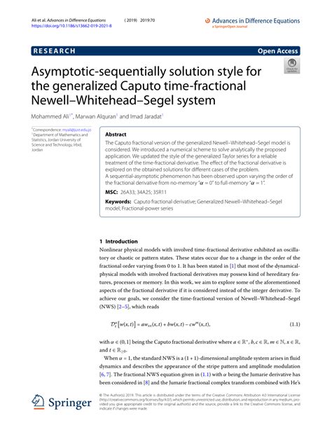 Pdf Asymptotic Sequentially Solution Style For The Generalized Caputo Time Fractional Newell