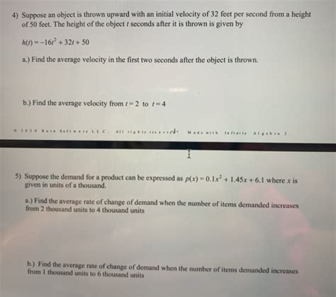 solved 4 suppose an object is thrown upward with an initial