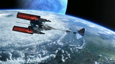 Download Moon Planet Sci Fi Spaceship Hd Wallpaper By Makateh