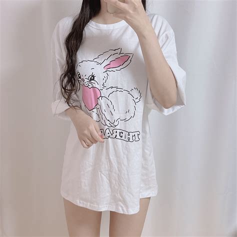 러블리무드 한가득힙덮는 하트 토끼 뉴진스 반팔티셔츠 박스티 루즈핏 오버핏