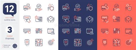 Set Of Computer Keyboard Fake Information And Metro Map Line Icons For Design Vector Stock
