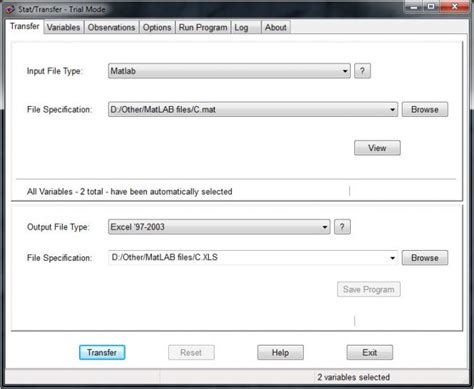 How To Convert MAT To XLS With Stat Transfer