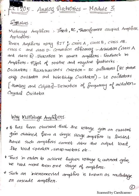 M Part Module Part EE Analog Electrotics Module Syllabus Multistage
