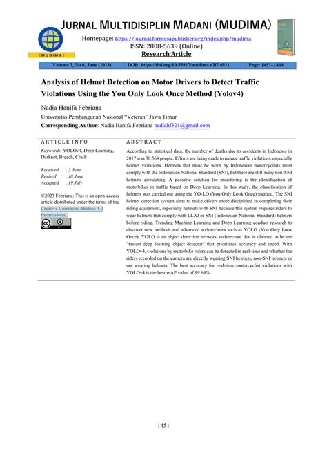 Pdf Analysis Of Helmet Detection On Motor Drivers To Detect Traffic