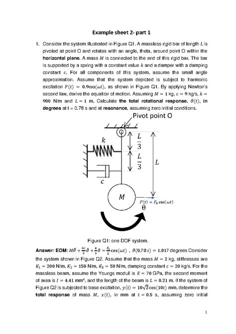 Example Sheet 2 Part 1 1 Example Sheet 2 Part 1 Consider The System Illustrated In Figure Q1