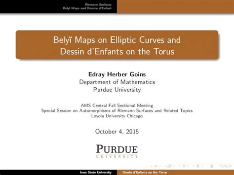 Pdf Bely Maps On Elliptic Curves And Dessin Denfants On The Torus · Riemann Surfaces Bely